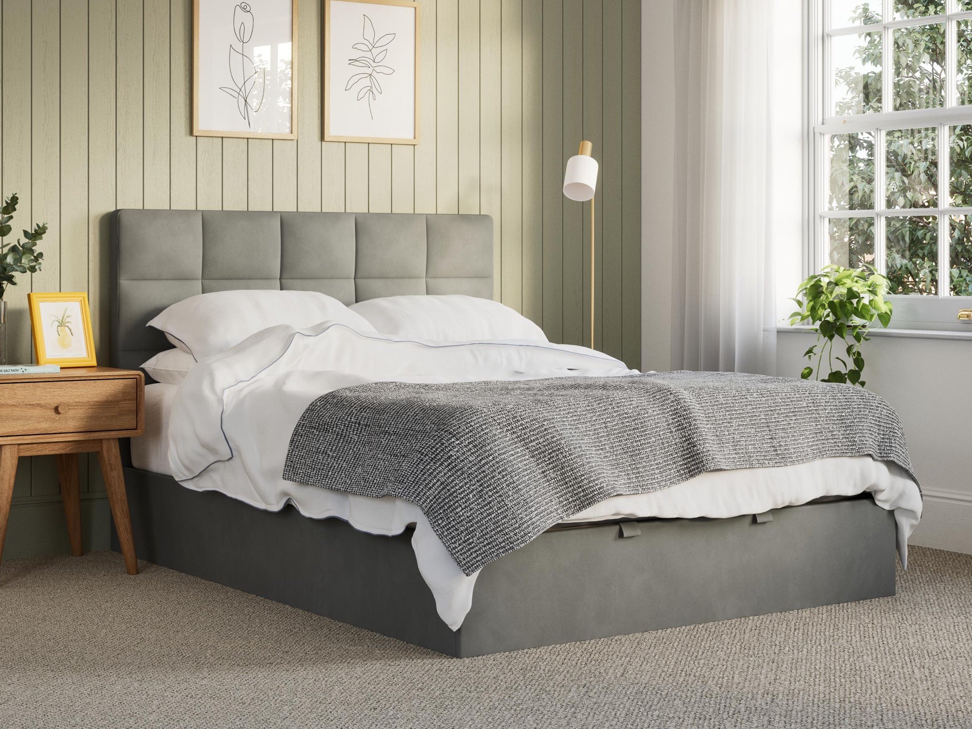 Silvia Ottoman Bed Frame | Upholstered Grey Ottoman Bed | Eve Sleep
